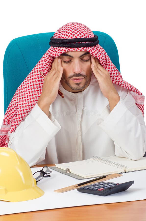 The Arab Man Working in the Office Stock Image - Image of builder ...