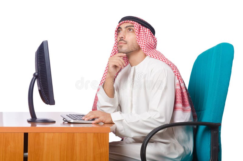 The Arab Man Working in the Office Stock Photo - Image of computer ...