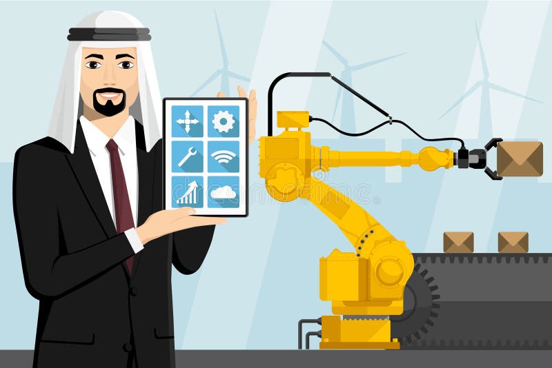 Arab Manager with a Digital Tablet Stock Vector - Illustration of ...