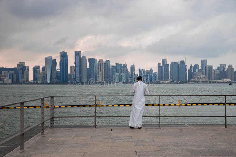 Arab Men at Corniche Beach Doha Editorial Stock Photo - Image of ...