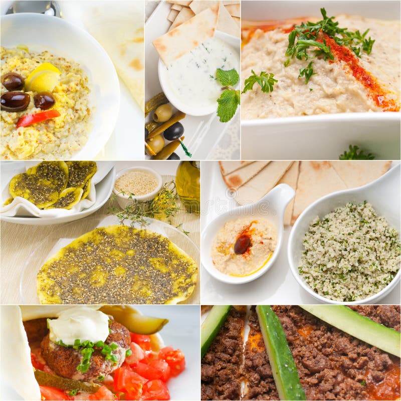 Arab Middle Eastern Food Collage Stock Image - Image of arabic ...