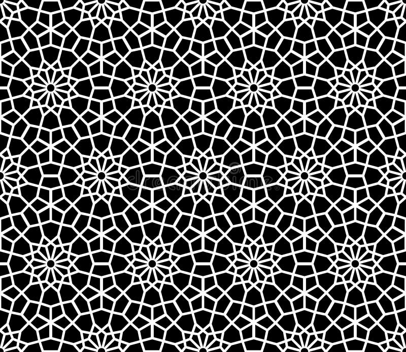 Arab Mosaic. Islamic Black and White Seamless Pattern. Stock Vector ...