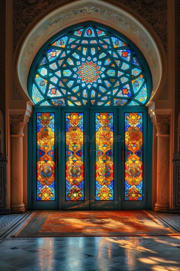 The Arab Mosque. Stained Glass Window. Eid Al-adha Stock Photo - Image ...