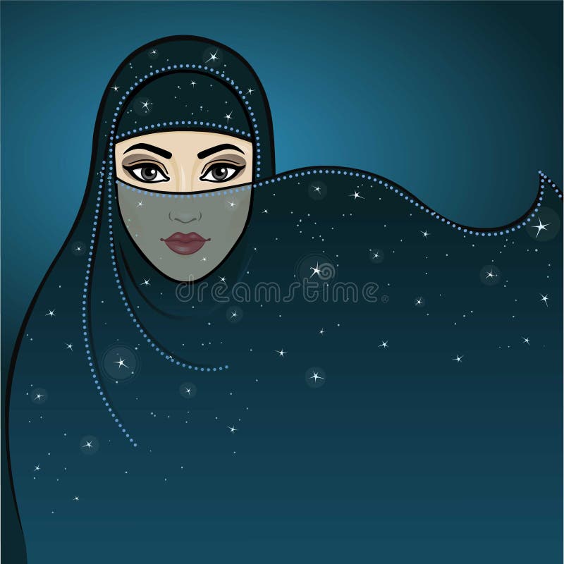 Arab Night. the Animation Arab Princess in a Veil. Stock Vector ...
