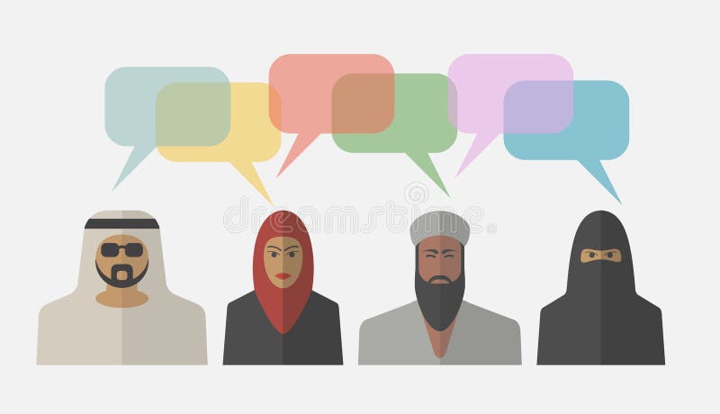 Arab People with Colorful Dialog Speech Bubbles Stock Vector ...