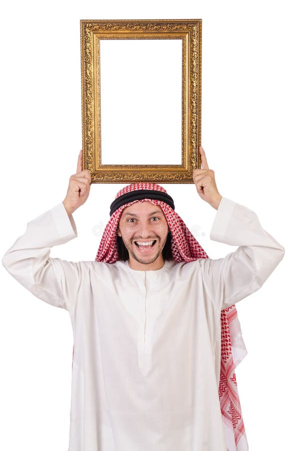 Arab with picture frame stock photo. Image of dishdasha - 36963508