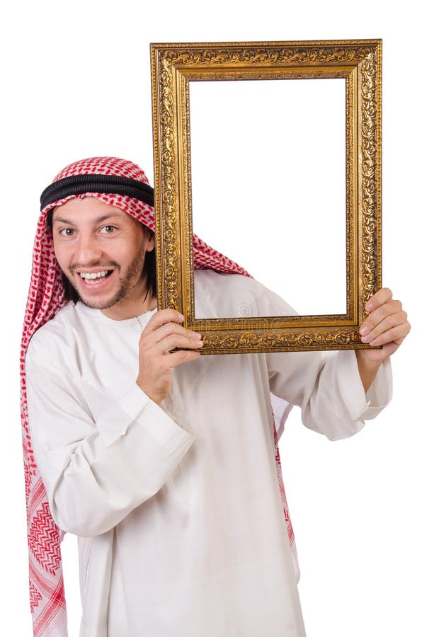 Arab with picture frame stock photo. Image of muslim - 38706914