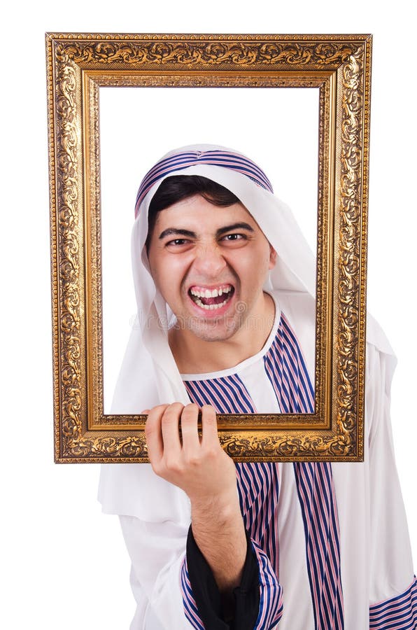 Arab with picture frame stock image. Image of frame, dishdasha - 38889517