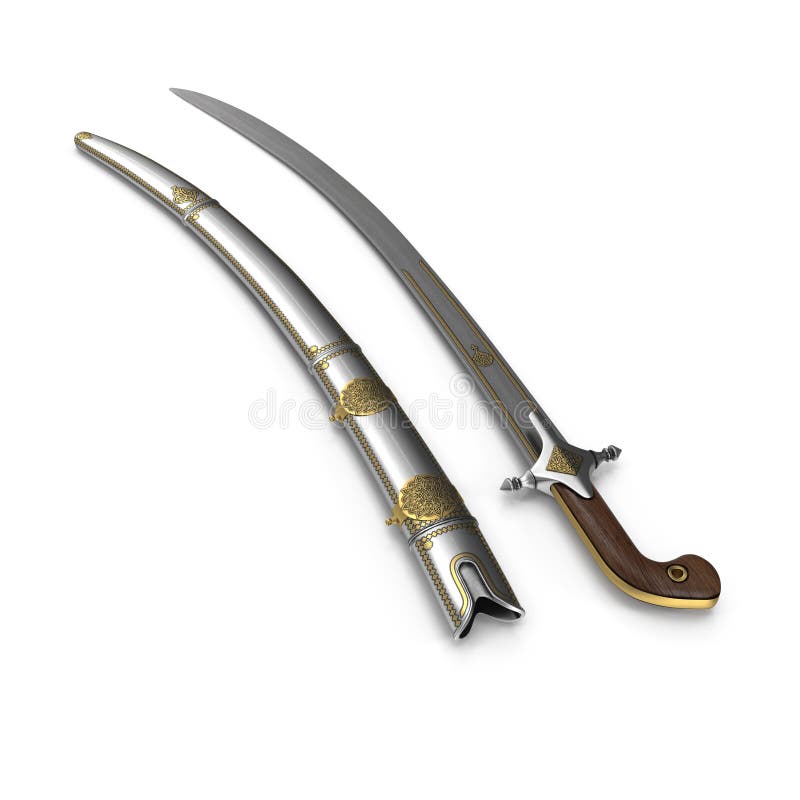 Arab Saif Sword on White. 3D Illustration Stock Illustration ...