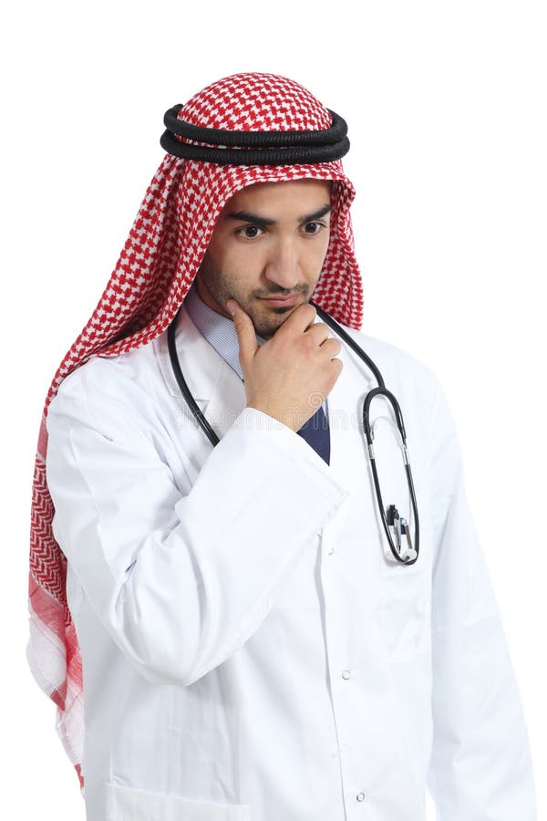 Arab Saudi Emirates Man Thinking Worried Stock Photo - Image of chin ...