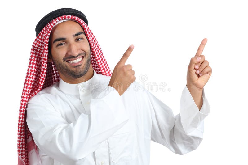 Arab Saudi Promoter Man Presenting a Blank Product Stock Image - Image ...