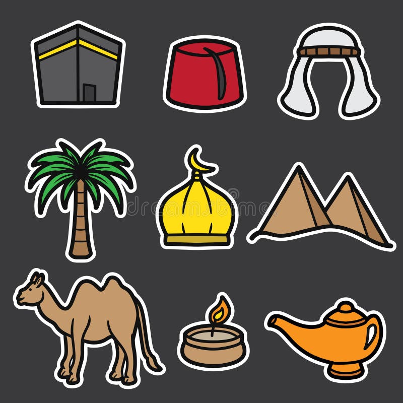 Arab set sticker stock vector. Illustration of element - 375890524