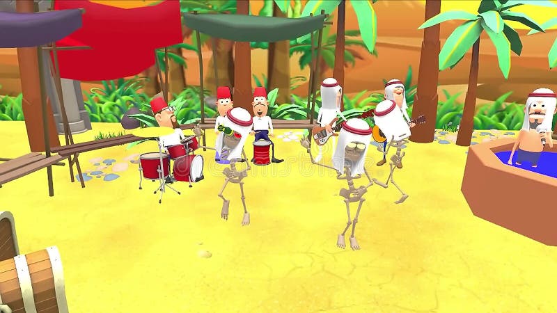 Arab Animation Characters Dancing Video Stock Video - Video of screen ...