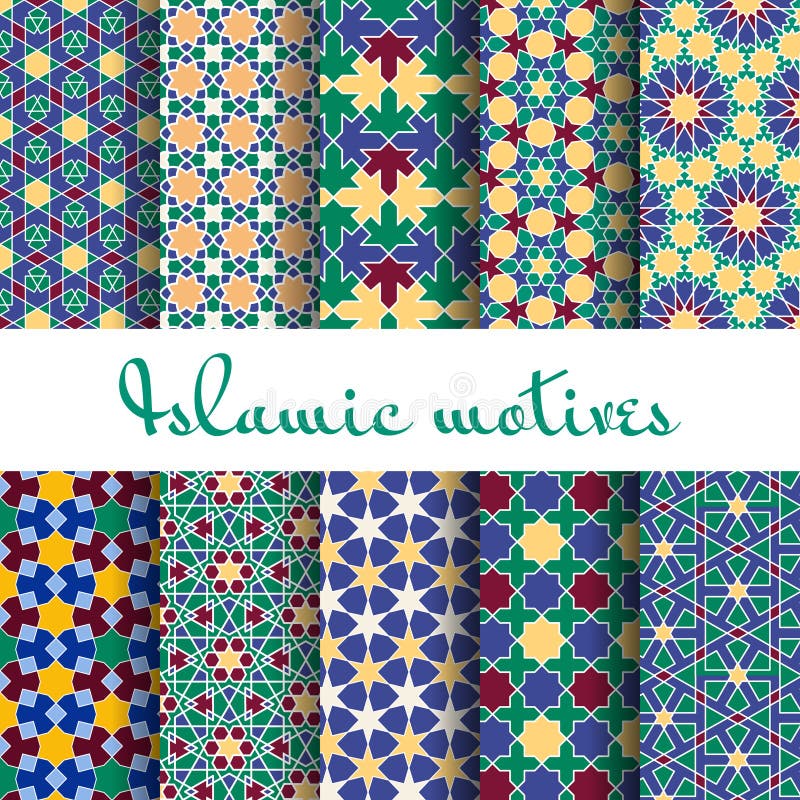 Arab Spring Seamless Pattern Set Stock Vector - Illustration of ...