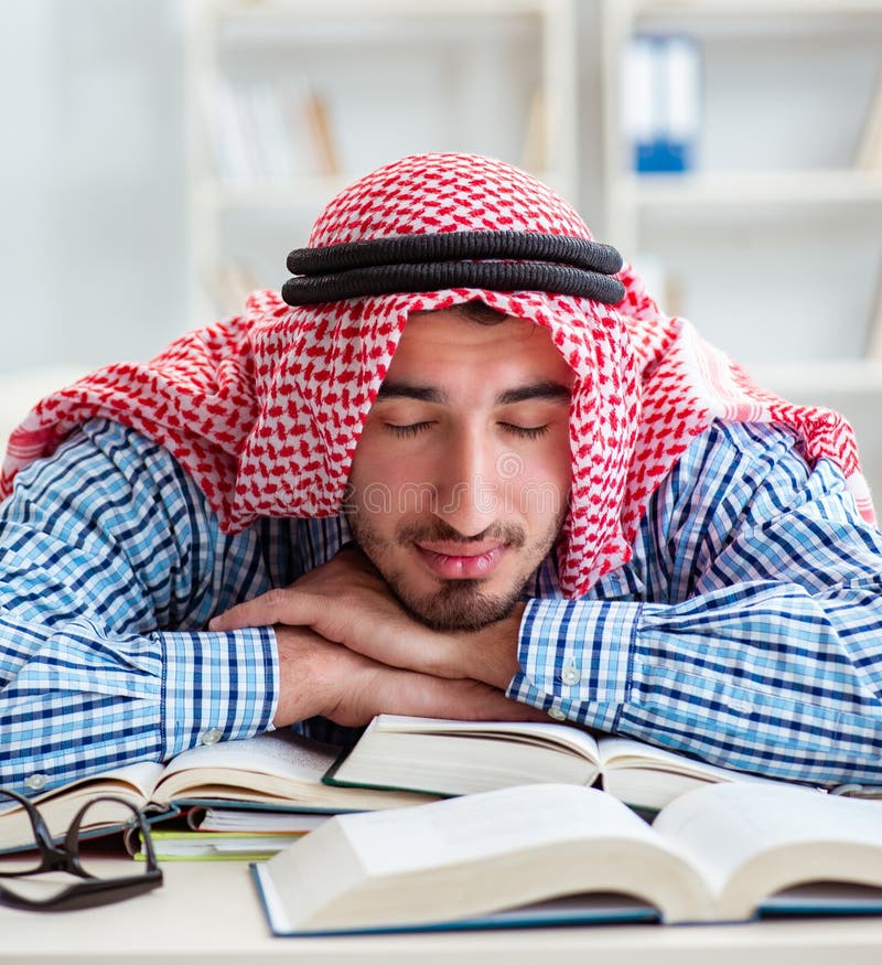 Arab Student Preparing for University Exams Stock Photo - Image of ...