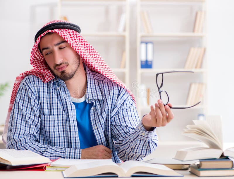 Arab Student Preparing for University Exams Stock Photo - Image of ...