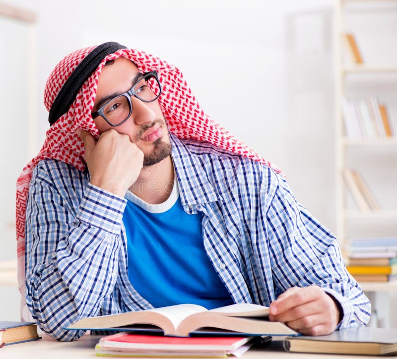 Arab Student Preparing for University Exams Stock Photo - Image of ...