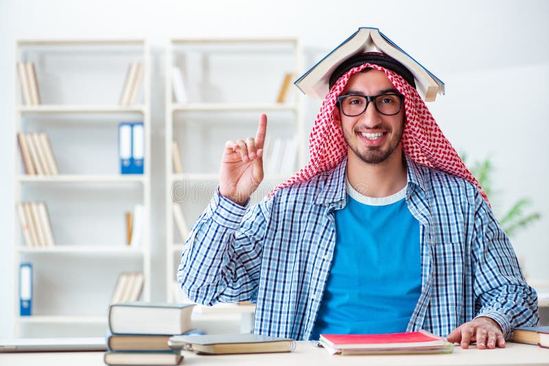 The Arab Student Preparing for University Exams Stock Photo - Image of ...