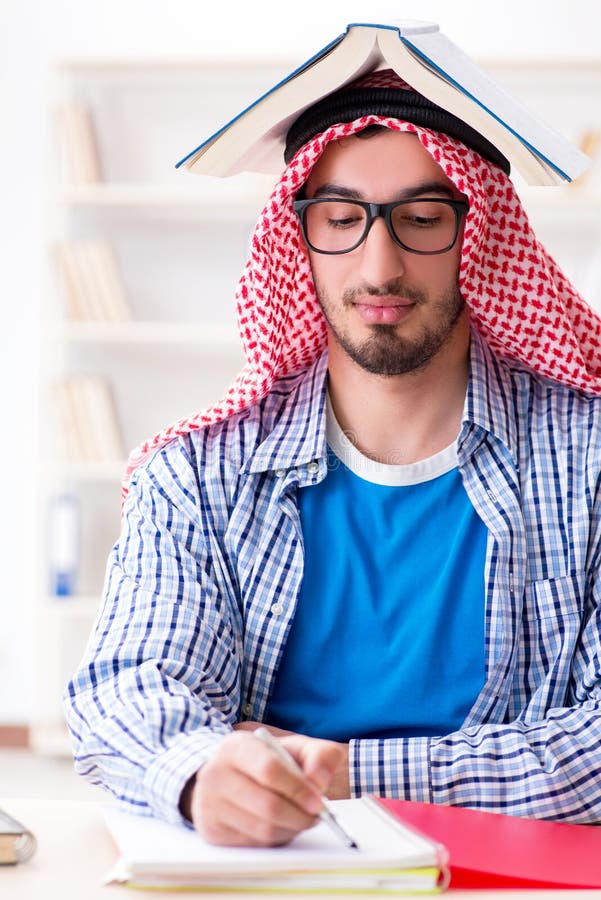 The Arab Student Preparing for University Exams Stock Photo - Image of ...