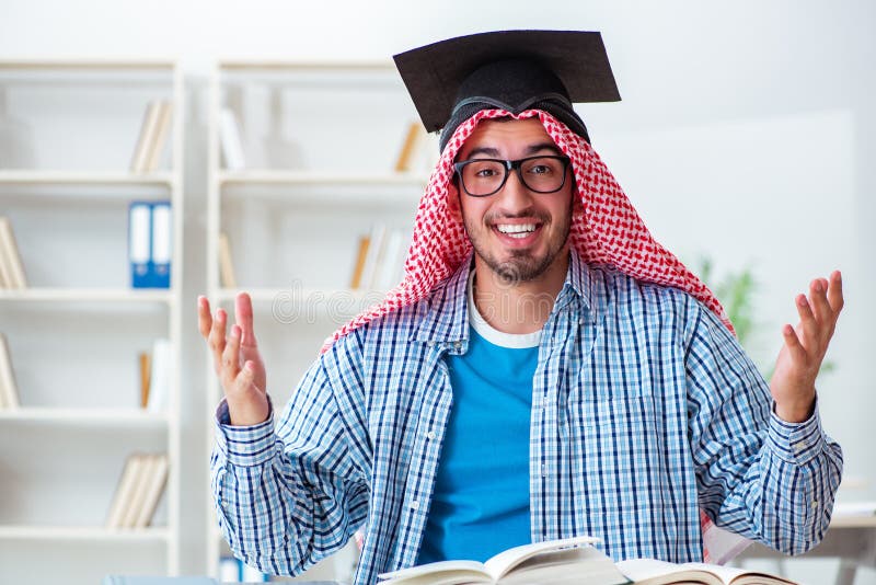 The Arab Student Preparing for University Exams Stock Photo - Image of ...