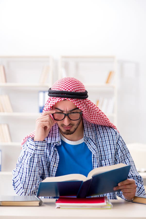 The Arab Student Preparing for University Exams Stock Photo - Image of ...