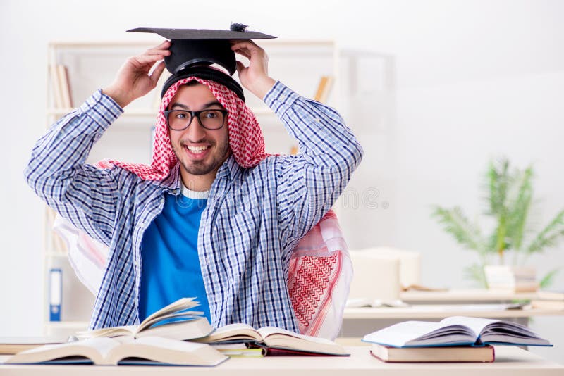 The Arab Student Preparing for University Exams Stock Photo - Image of ...