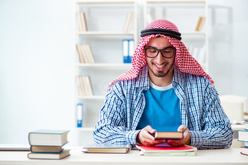 The Arab Student Preparing for University Exams Stock Photo - Image of ...