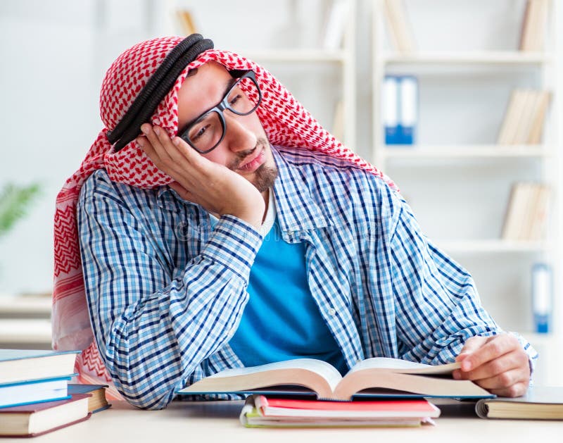 Arab Student Preparing for University Exams Stock Image - Image of ...