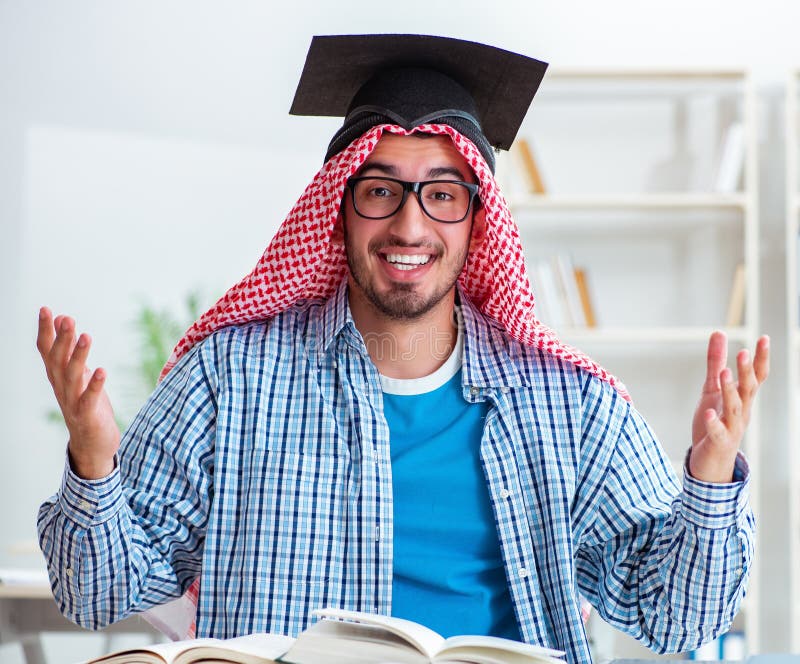 Arab Student Preparing for University Exams Stock Image - Image of ...