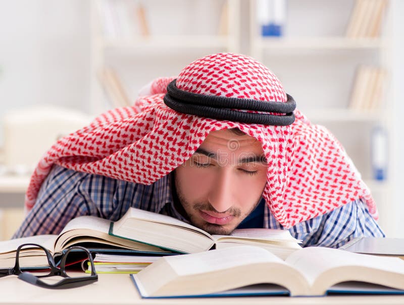 Arab Student Preparing for University Exams Stock Photo - Image of ...