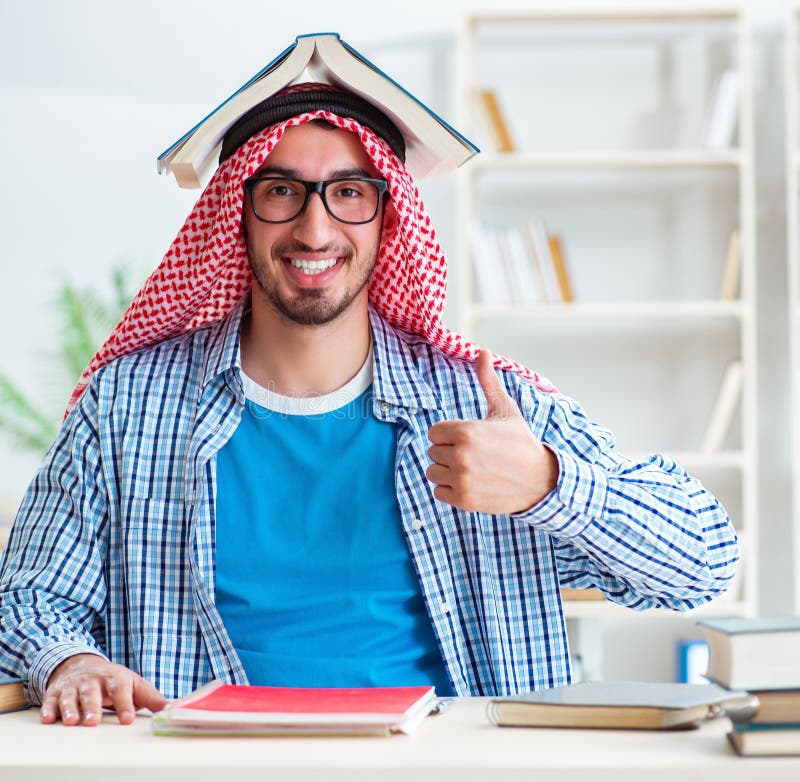 Arab Student Preparing for University Exams Stock Photo - Image of ...