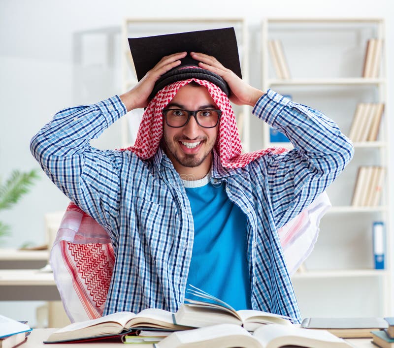 Arab Student Preparing for University Exams Stock Photo - Image of ...