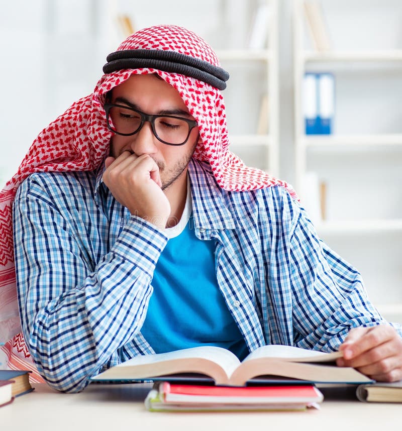 Arab Student Preparing for University Exams Stock Image - Image of ...