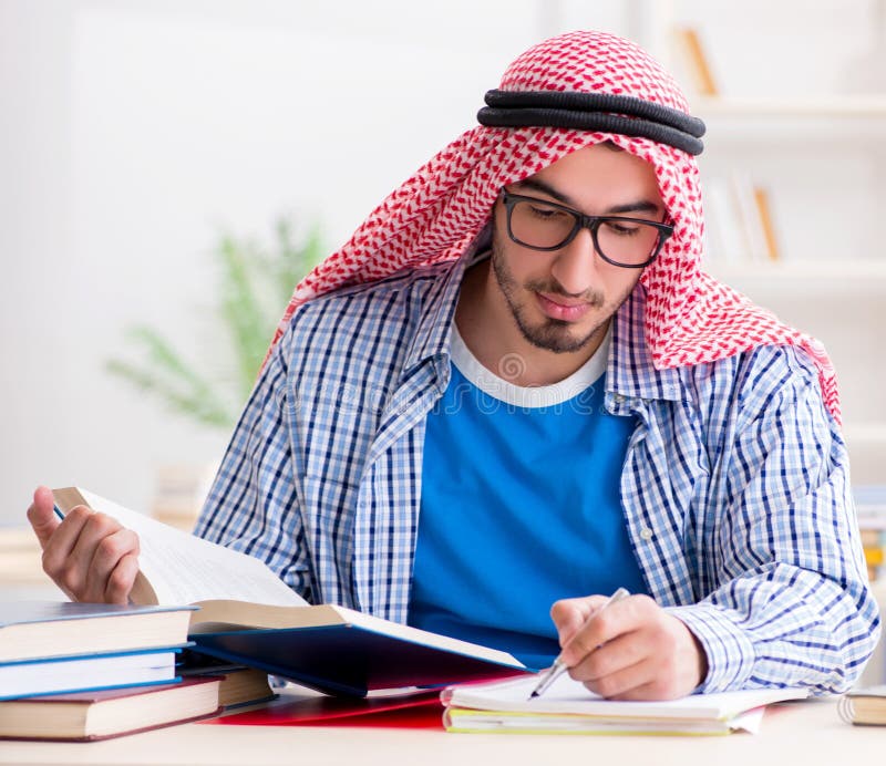 Arab Student Preparing for University Exams Stock Photo - Image of ...