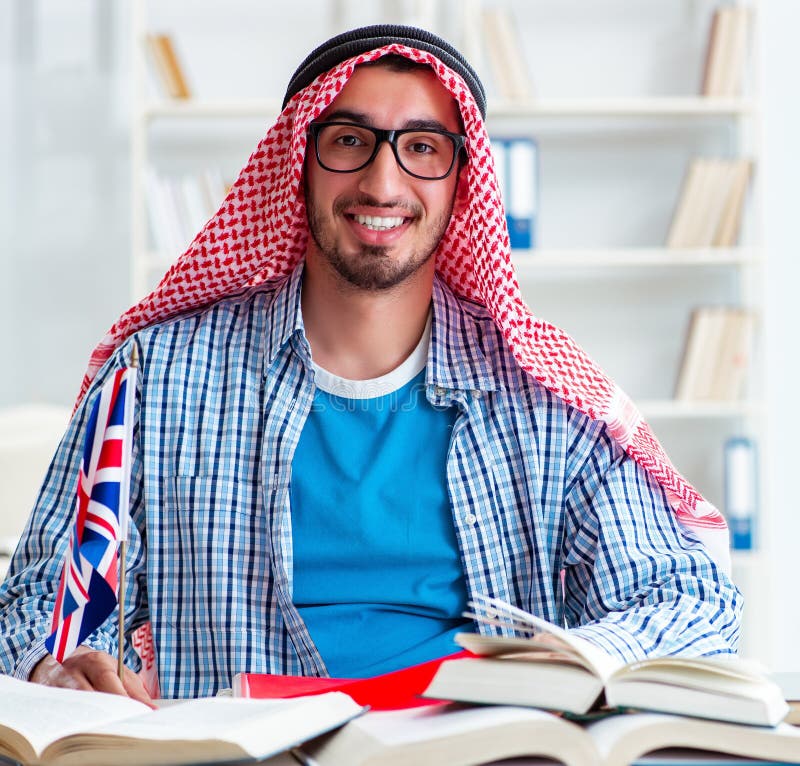 Arab Student Studying English Language Stock Photo - Image of excited ...