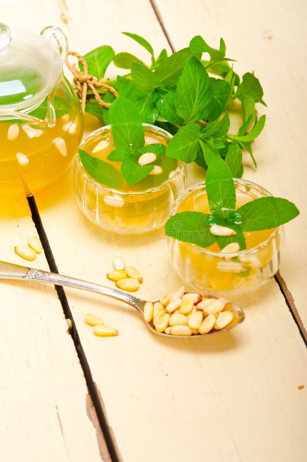 Arab Traditional Mint and Pine Nuts Tea Stock Photo - Image of maghreb ...