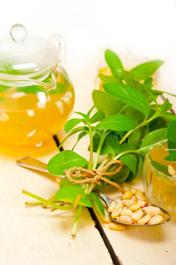 Arab Traditional Mint and Pine Nuts Tea Stock Image - Image of arabian ...