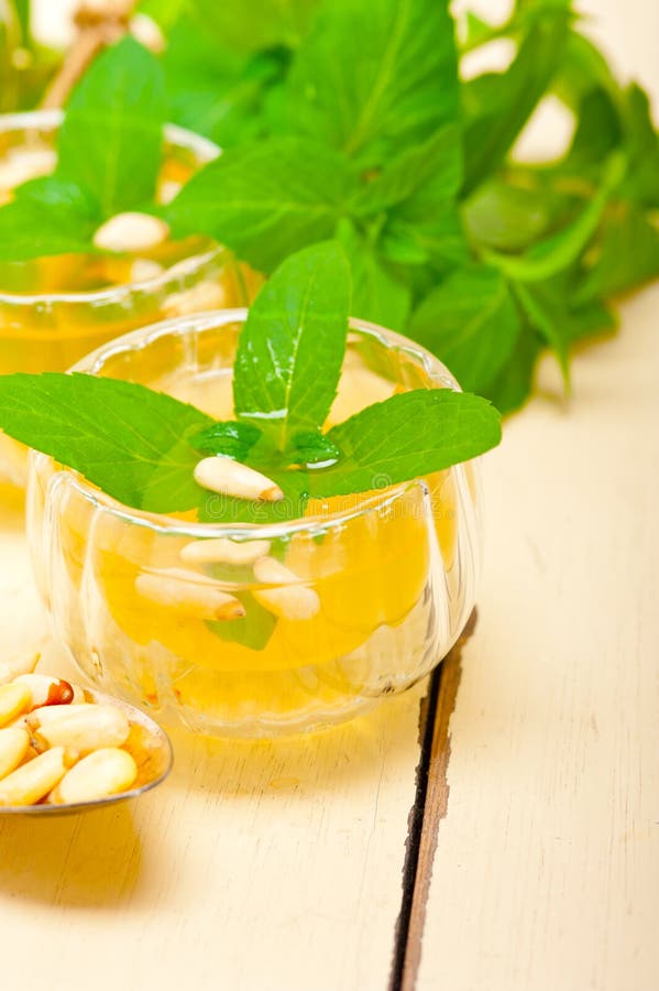 Arab Traditional Mint and Pine Nuts Tea Stock Photo - Image of food ...