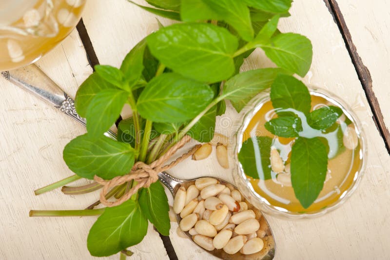 Arab Traditional Mint and Pine Nuts Tea Stock Photo - Image of healthy ...
