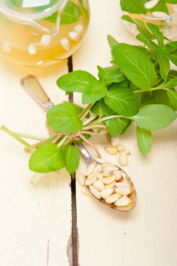 Arab Traditional Mint and Pine Nuts Tea Stock Photo - Image of ...