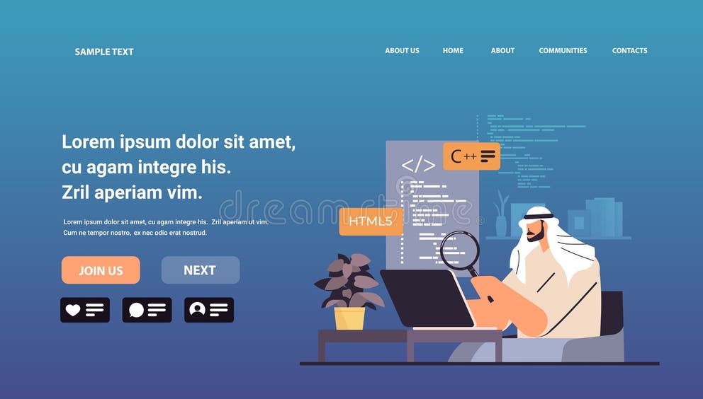 Arab Web Developer Creating Program Code on Laptop Screen Development of Software and ...