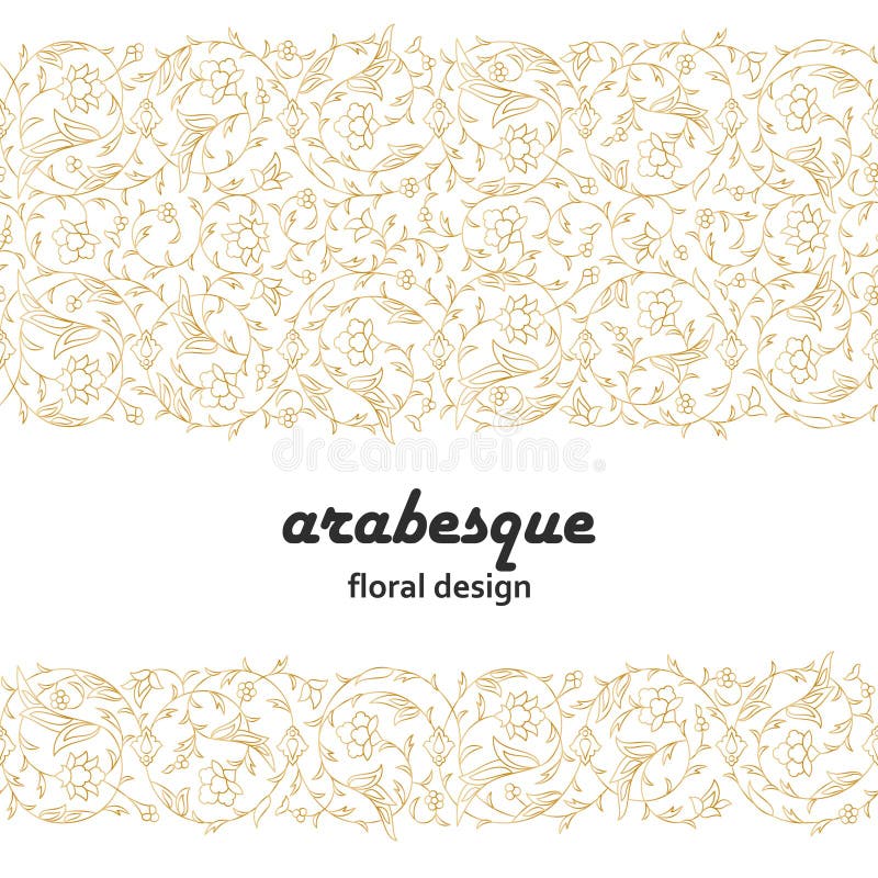 Arabesque Arabic Seamless Floral Pattern. Branches with Flowers, Leaves ...