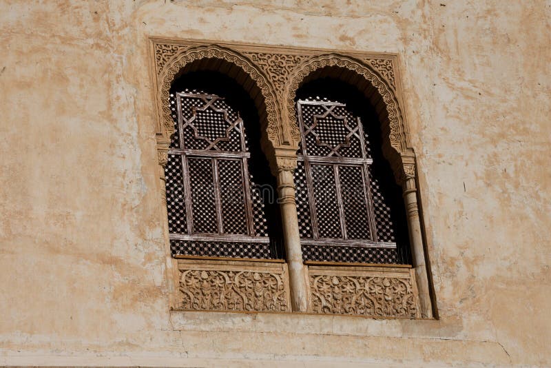 Arabesque Architecture Windows. Alhambra of Granada Stock Image - Image ...