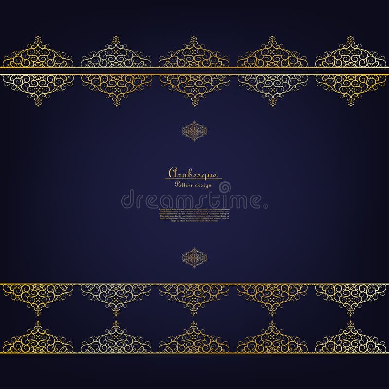 Arabesque Blue Gold Background Border Vector Stock Vector ...