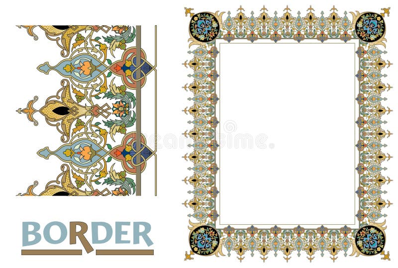 Old World Borders Vector - Tiled Frame in Plant Leaves and Flowers ...
