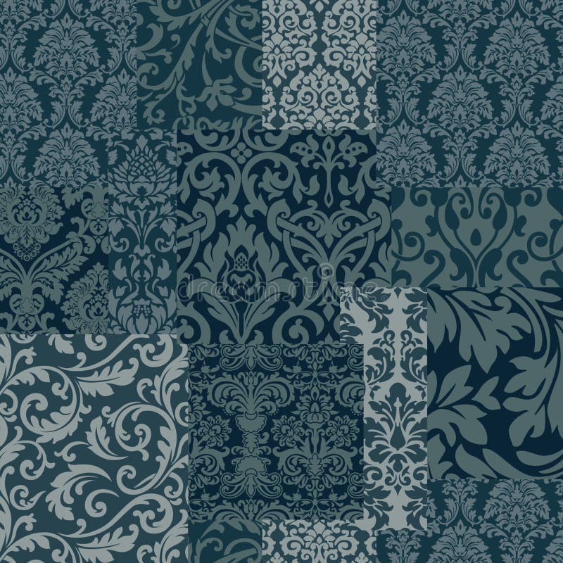 Arabesque Damask Brocade Fabric Patchwork Wallpaper Stock Illustration ...