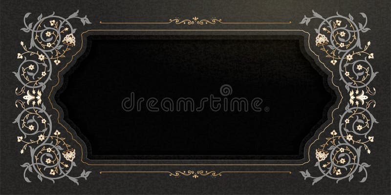 Arabesque Frame on Black Banner Stock Vector - Illustration of islam ...