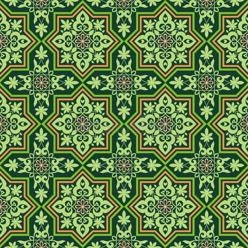 Arabesque on a Green Background Stock Vector - Illustration of adha ...