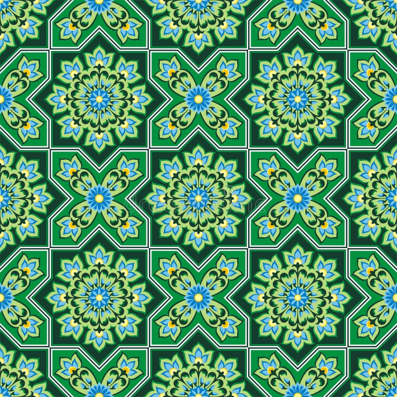 Arabesque On A Green Background Stock Vector - Illustration of adha ...