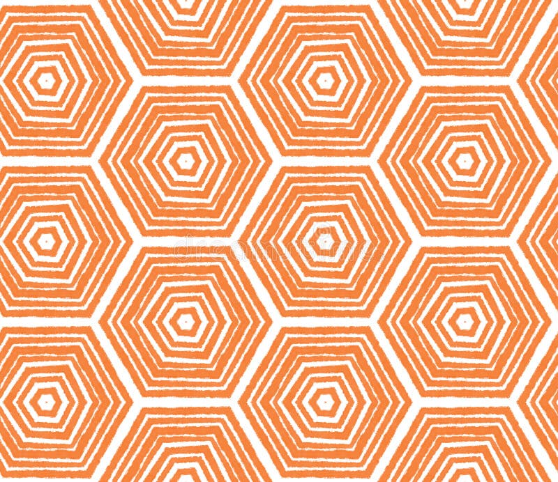Arabesque Hand Drawn Pattern. Orange Stock Illustration - Illustration ...